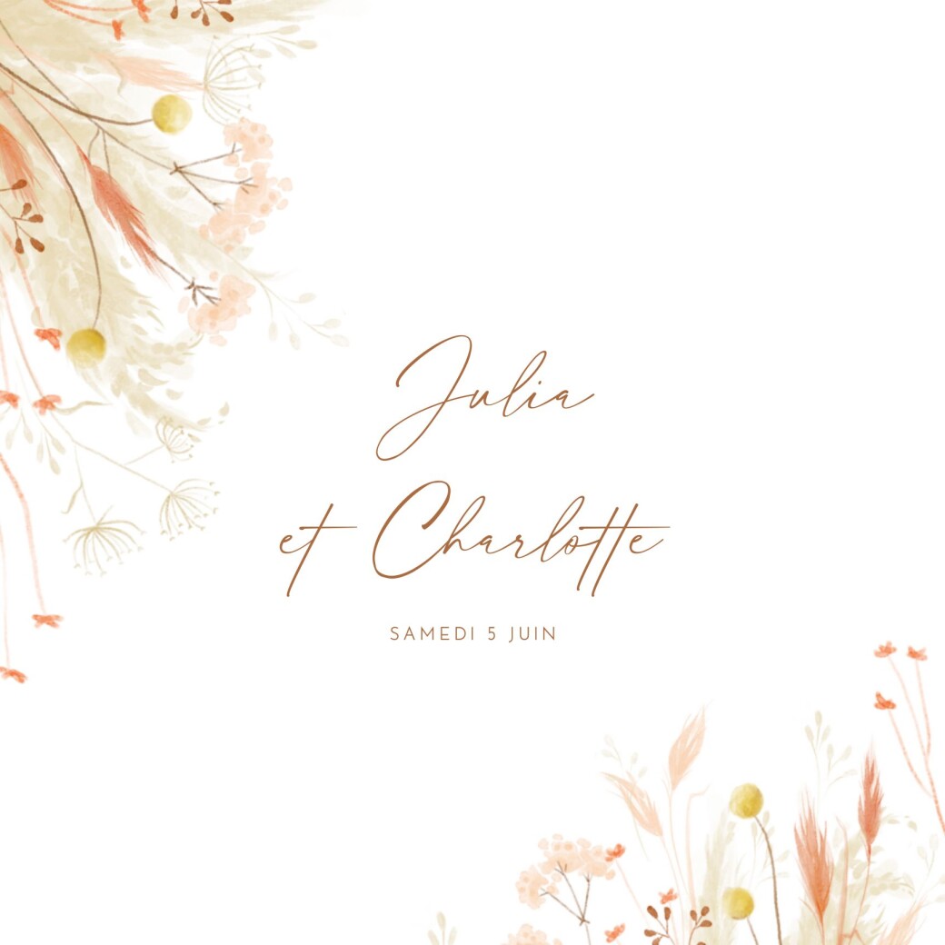 Faire-part de mariage Pampas fleuries (4 pages) - Rosemood Faire-part de mariage Pampas fleuries (4 pages) - Rosemood
